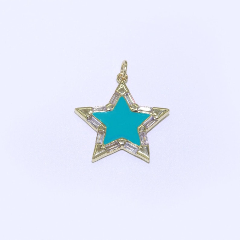 Colorful Enamel Star Charm Pendant, Red Yellow Pink Green Blue Enamel ...