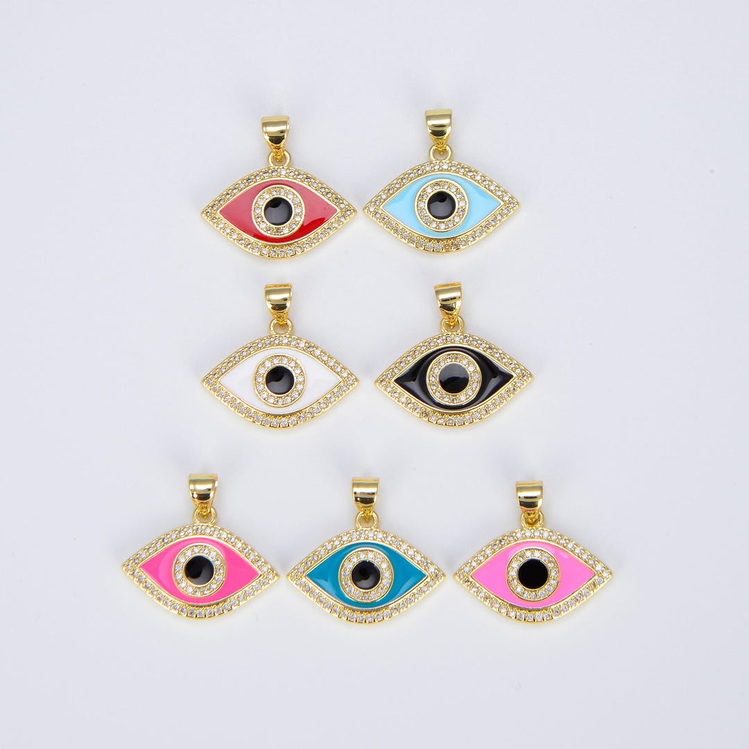 Enamel Evil Eye Charm Dainty Eye Pendant for Necklace Bracelet Earring ...