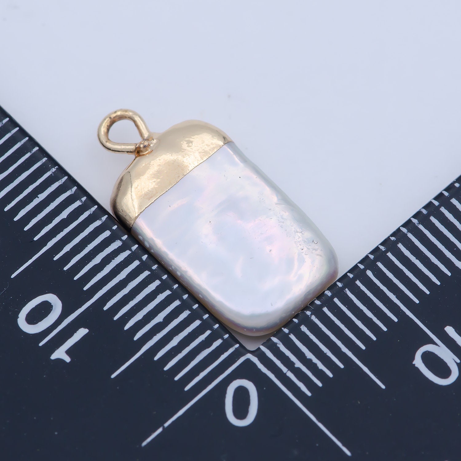Freeform Rectangle Shape Baroque Pearl Charm With 18k Light | Etsy