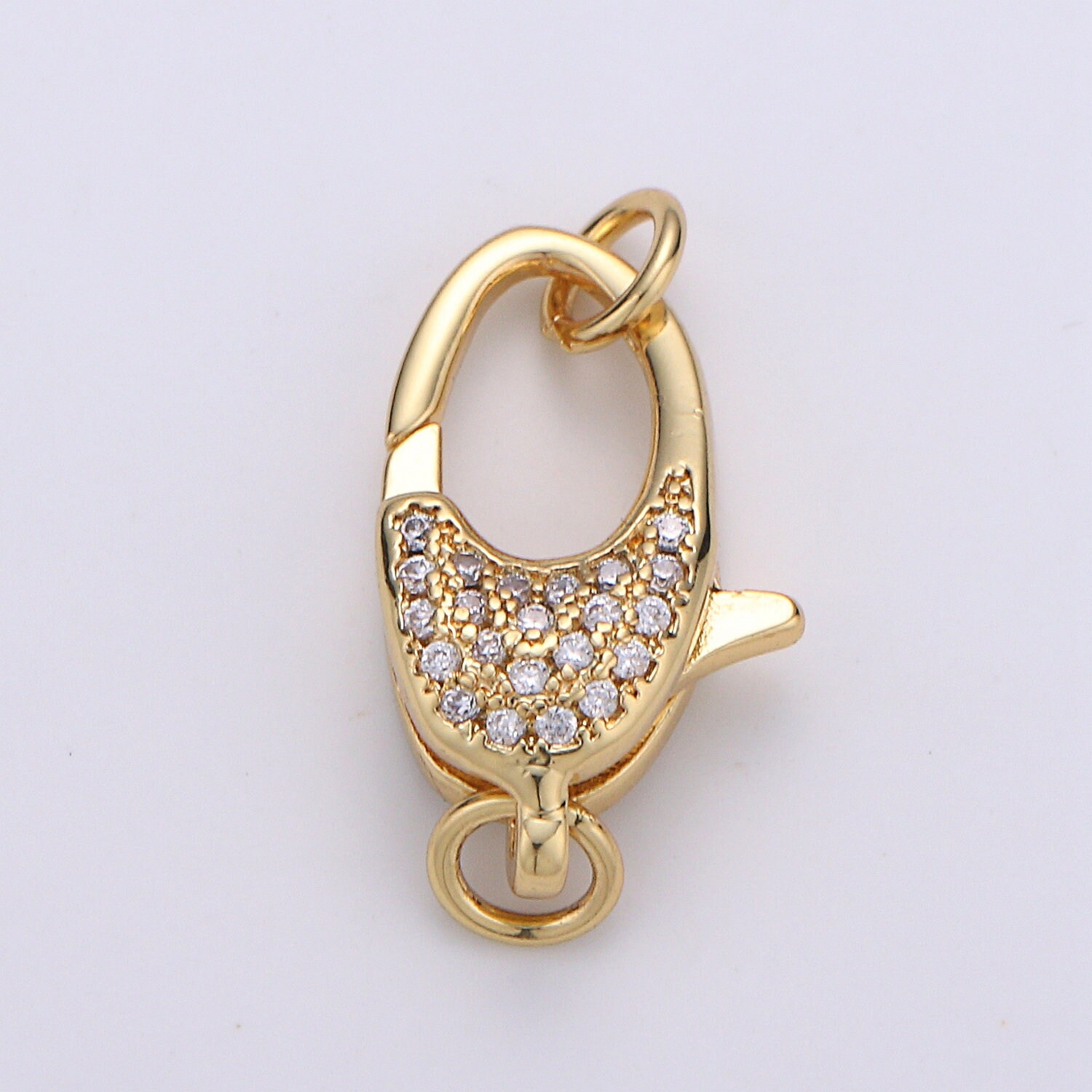 14k Gold CZ Micro Pave Clasp Rectangle Lock Clasp Interlock | Etsy