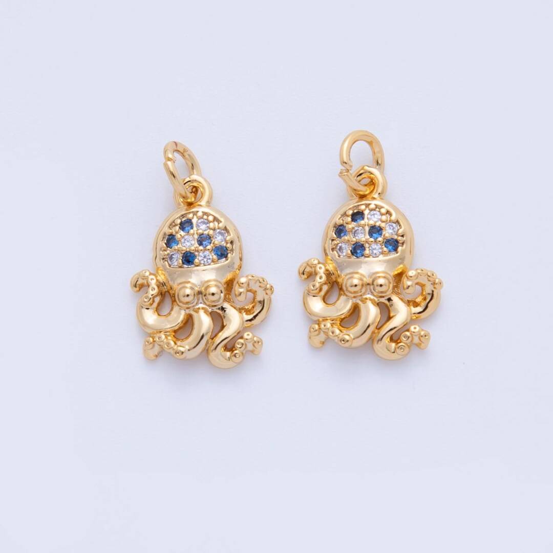 18K Gold Filled Octopus Charms Tiny Under the Sea Ocean Animal Charm ...