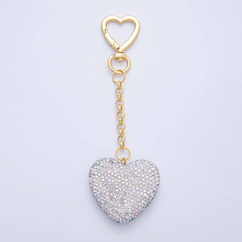 18K Heart Shaped Gold Filled White Red Pink Bedazzled Heart Bag Crystal ...