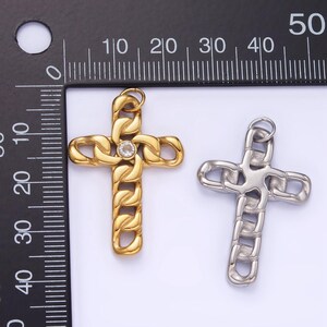 Stainless Steel Chain Textured Cz Cuban Cross, Cholo Fit | P-965 - Etsy