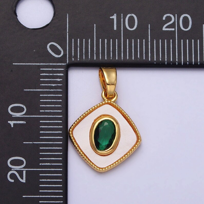 24K Gold Filled Emerald Green Oval CZ Shell Pearl Rhombus - Etsy
