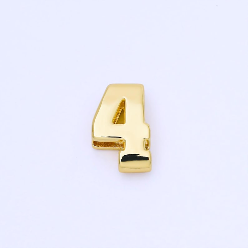 24k Gold Filled Varsity Number Beads Charm Sport Number Spacer 3D Gold ...