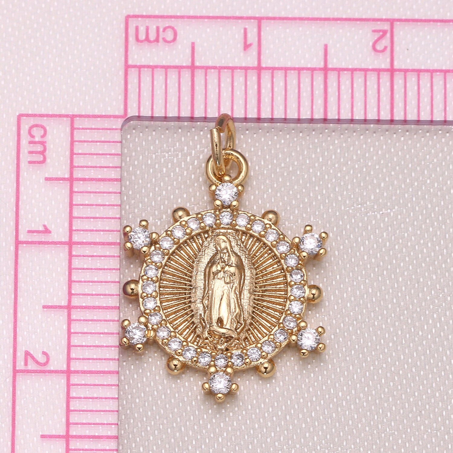 Mini Virgin Mary Charm Religious Charm Micro Pave Cz Lady - Etsy