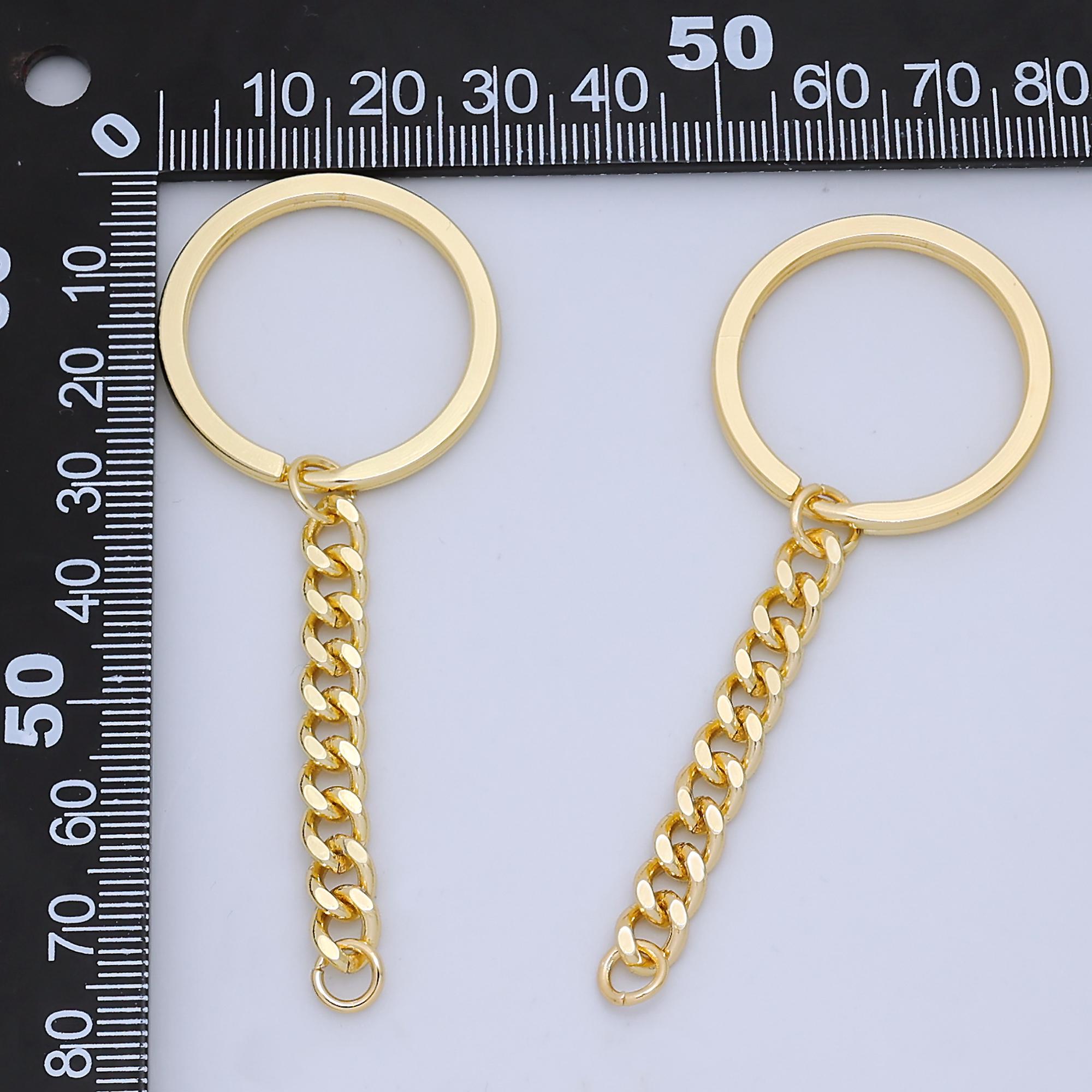 24K Gold Filled 3-inch Curb Chain Drop Keychain Findings | Z1073 - Etsy