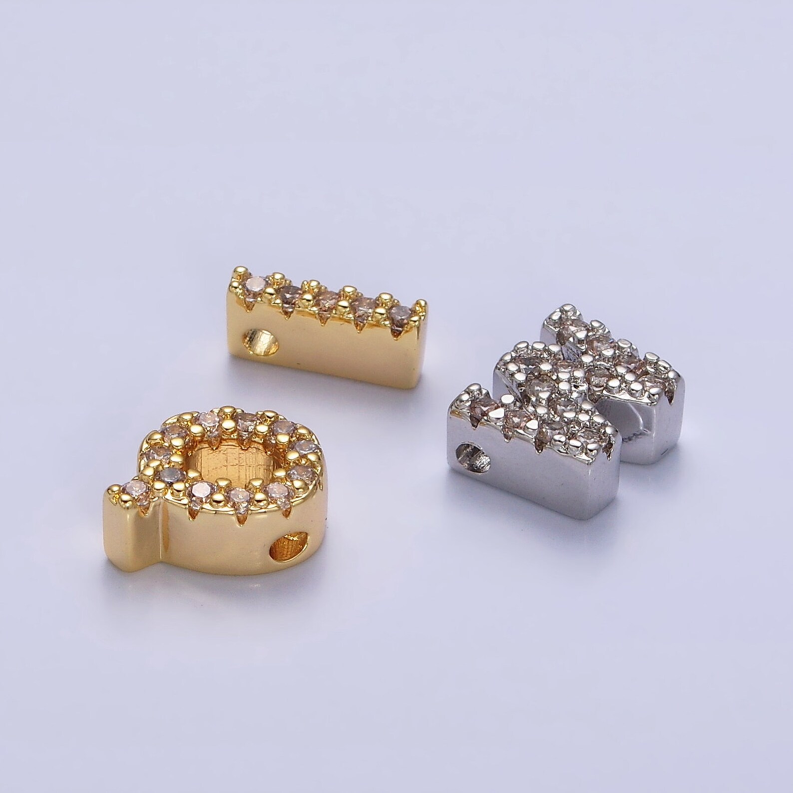 Cubic Zirconia 16K Gold Filled Letter Charms CZ Initial Charms ...