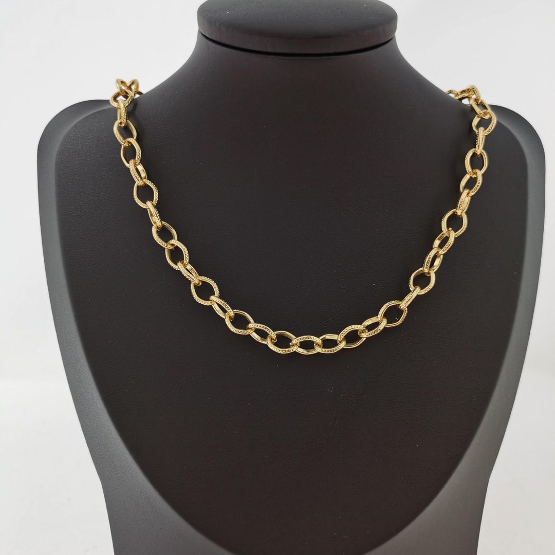 24k Gold Oval Rolo Chain by Yard, Oval Link Chain by Foot, Wholesale ...
