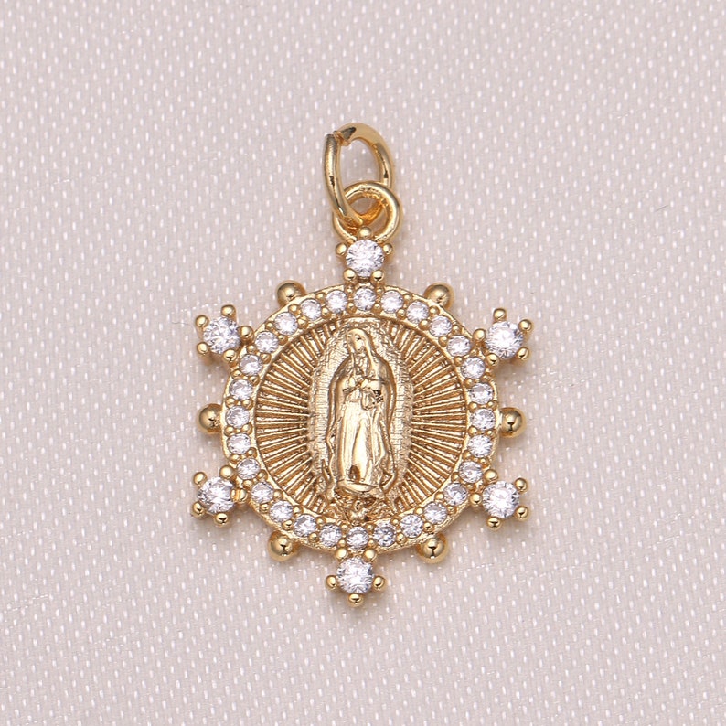 Mini Virgin Mary Charm Religious Charm Micro Pave Cz Lady - Etsy