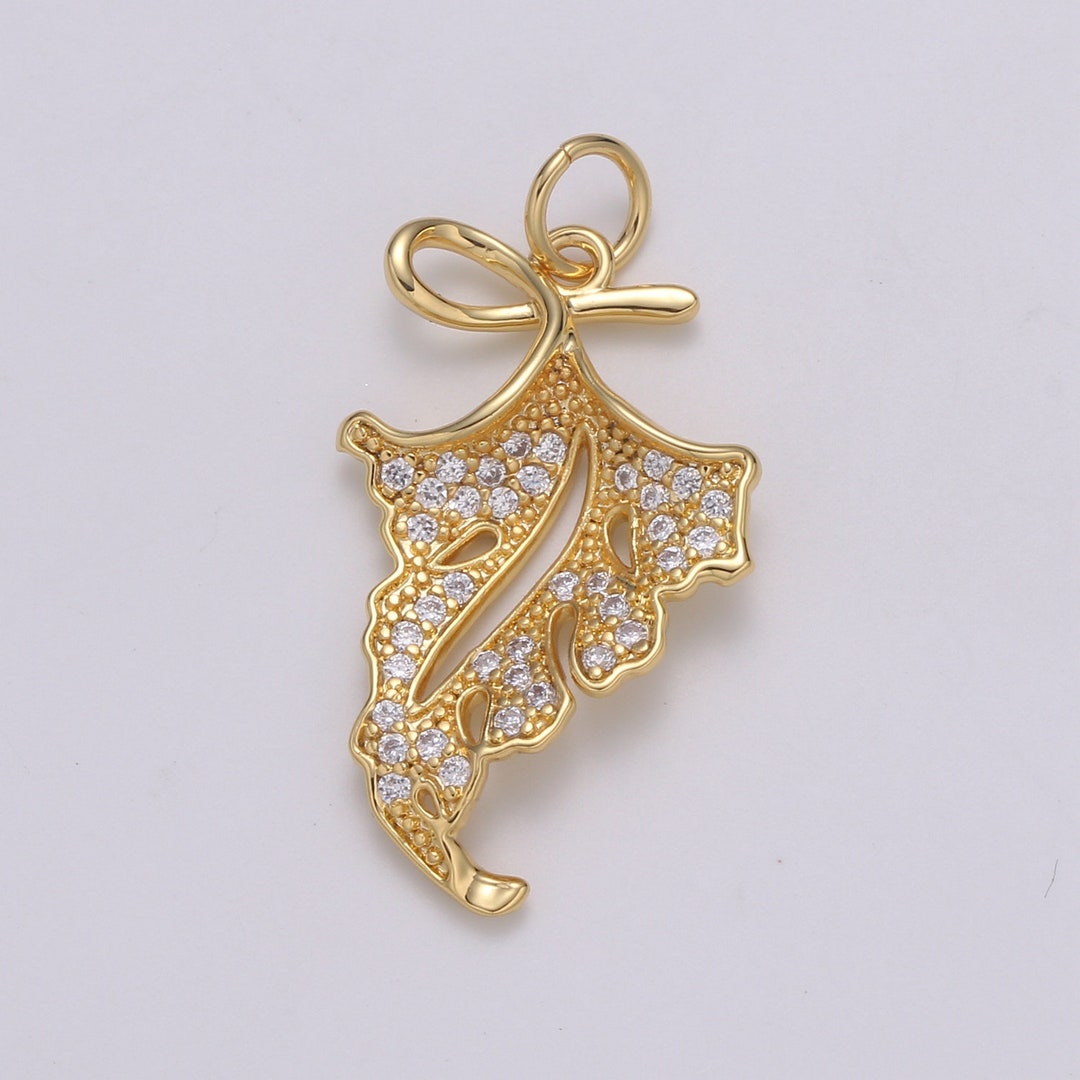 24K Gold Maple Leaf Charm Gold Maple Leaf Charm Cubic Maple Leaf Charm ...