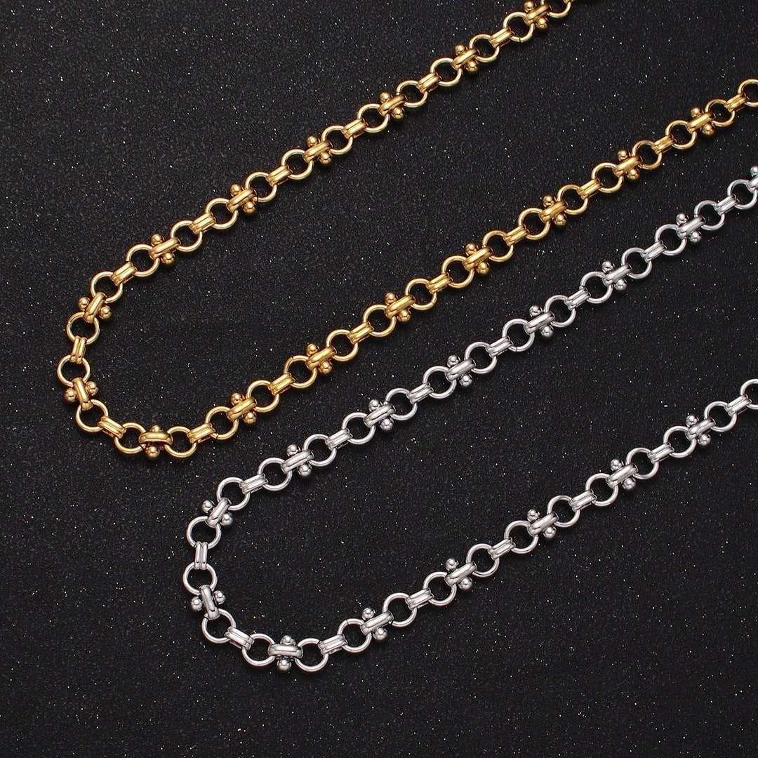 24K Gold Filled Statement 7mm Double Rolo Designed Unfinished Gold ...