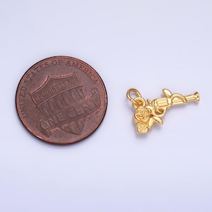 Gold Pistol Charms 24K Gold Filled Gun and Rose Charm Pendant Gun Charm ...
