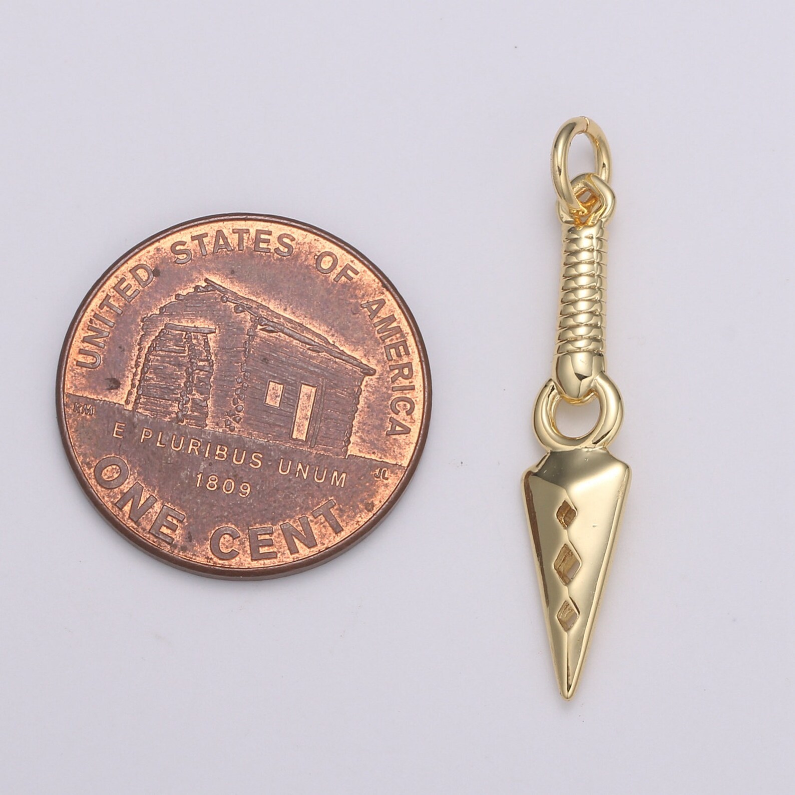 1pc 24k Gold Peg Charm, Spear Pendant Charm, Charm, for DIY Jewelry, E ...