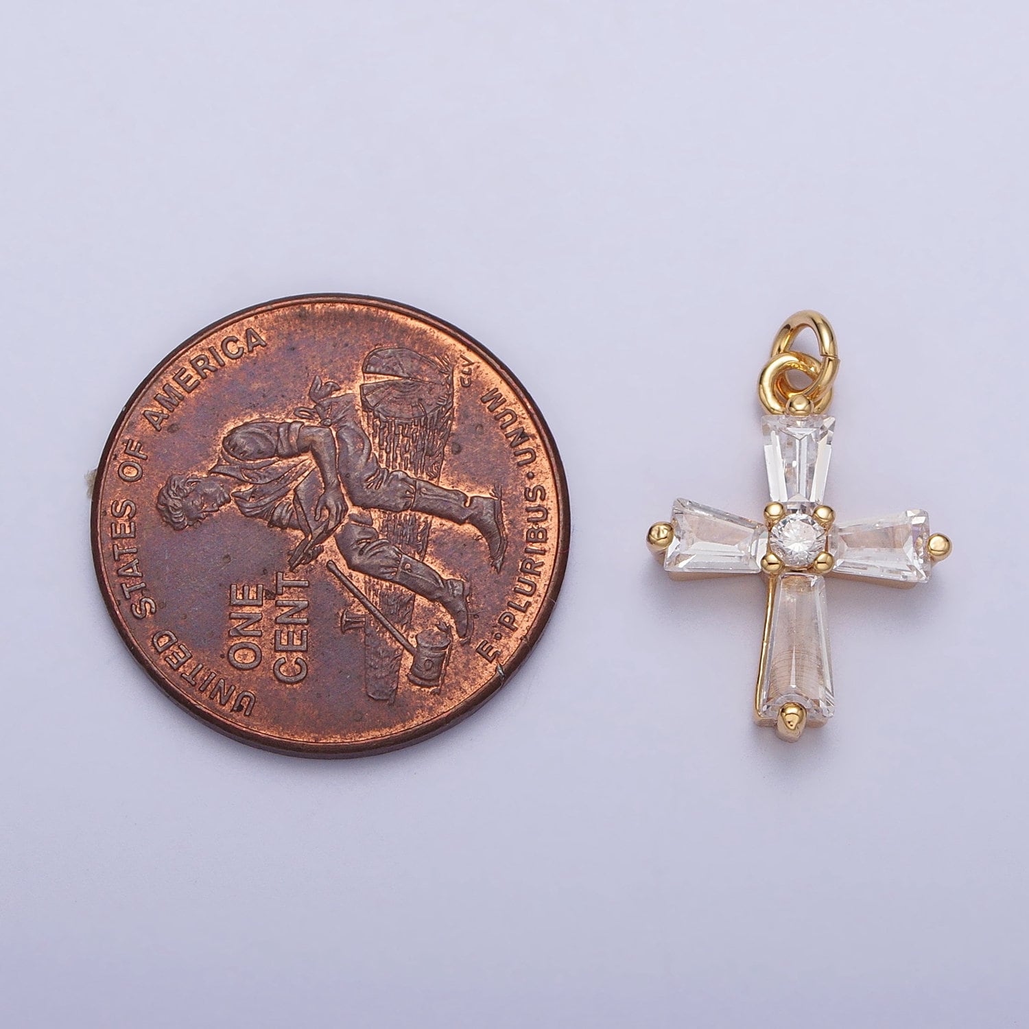 Mini Cross Charm 16k Gold Plated Baguette CZ Religious Pendant - Etsy