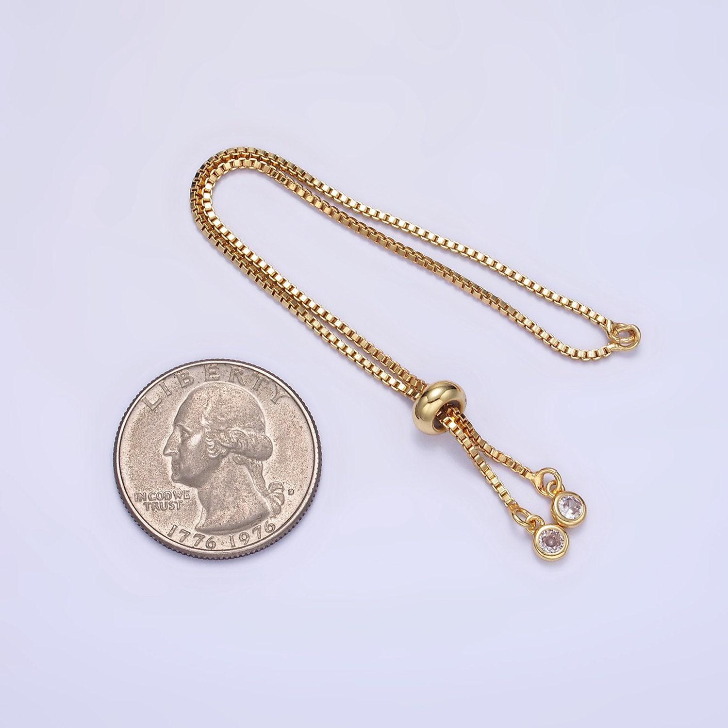 Adjustable Box Gold Chain 14k Gold Filled Slider Bracelet Half Finished ...