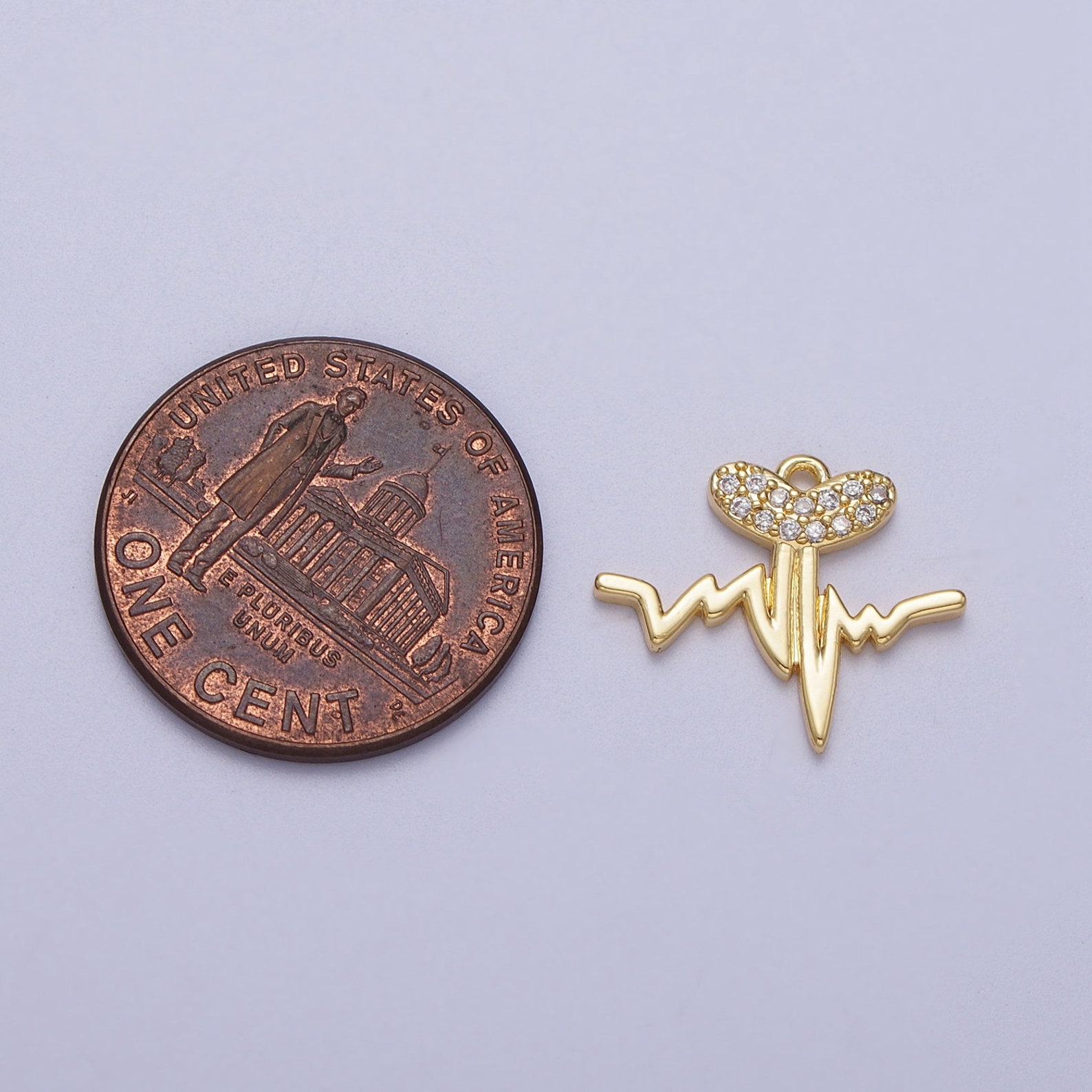 Heartbeat Pulse Gold Charm 24k Gold Plated Over Brass - Etsy