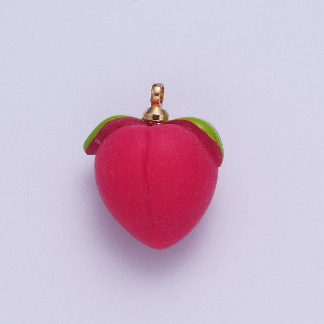 Hot Pink Fuzzy Peach Pendant 24K Gold Plated Hot Pink Fruits - Etsy