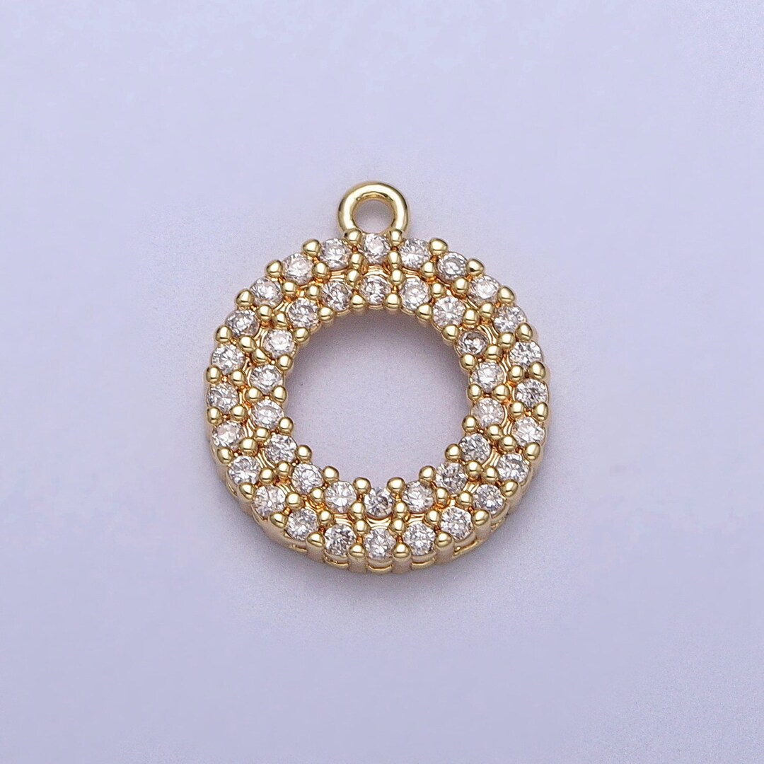 Gold Hollow Round Circle Pendant -CZ Round Charms -round Circle ...
