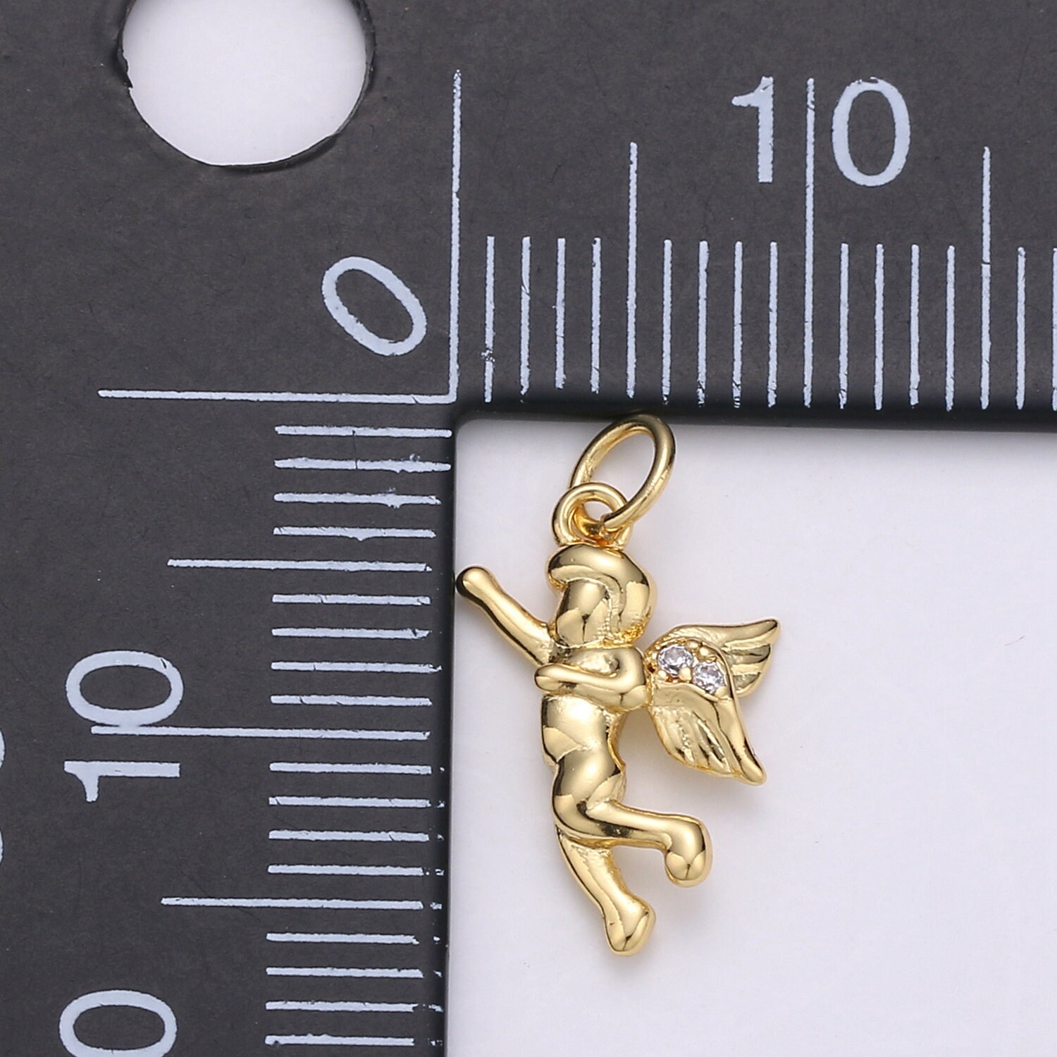 14K Gold Cupid Charm Cupid Pendant Dainty Micro pave | Etsy