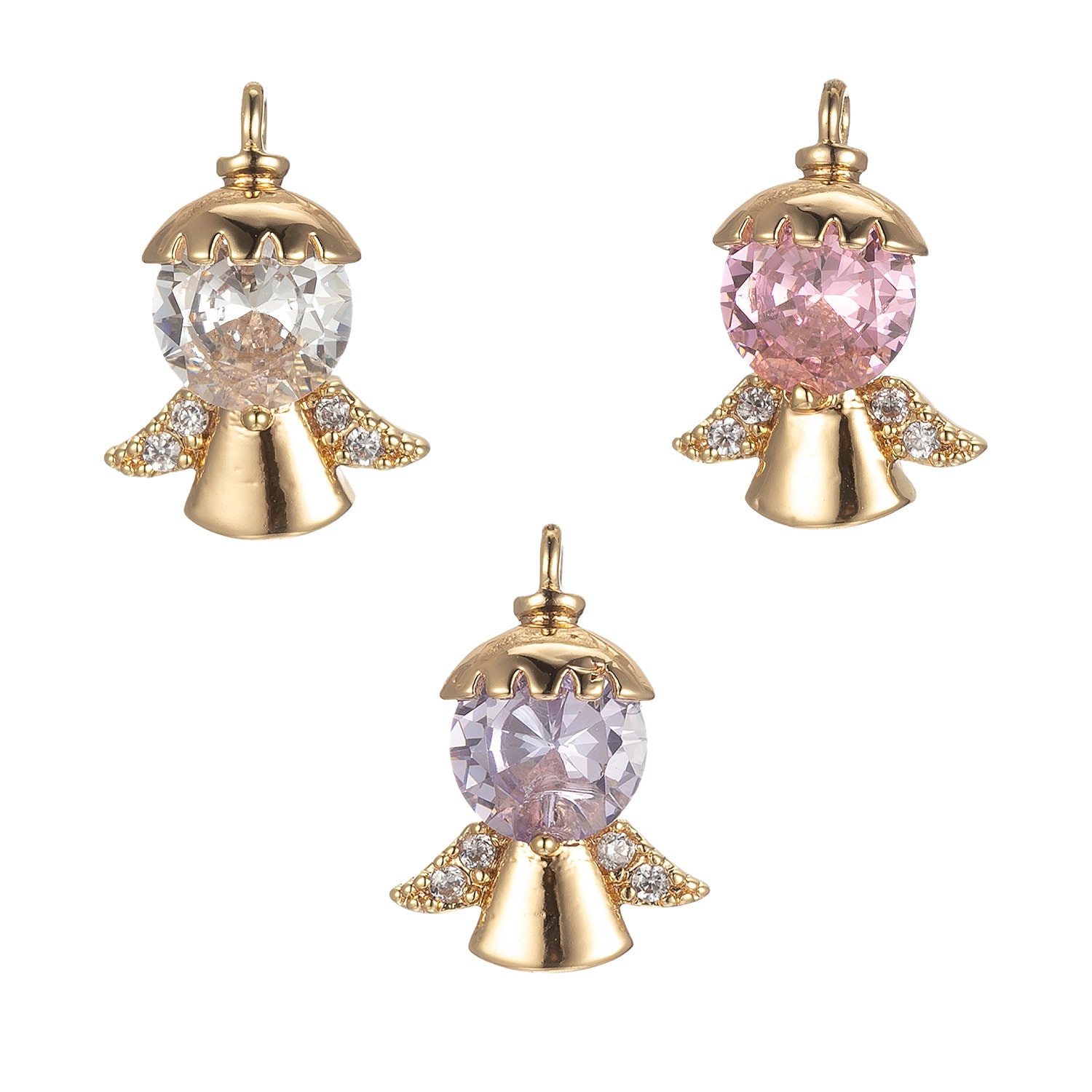 Gold Tiny Angel Charm Tiny Angel Pendant Cubic Angel Charm - Etsy