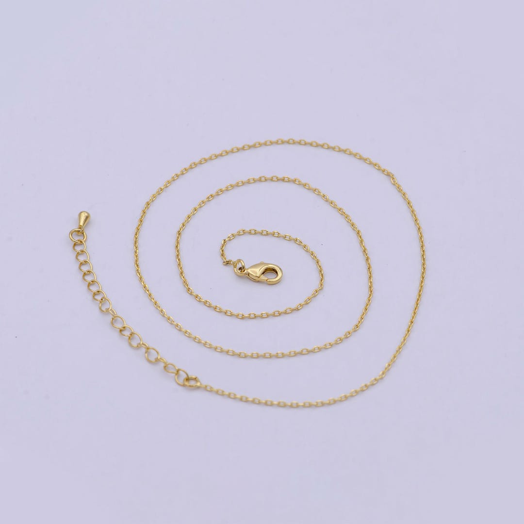 Dainty Cable Chain 24k Gold Filled Chain Necklace 17.7 Inch + 2 Inch ...