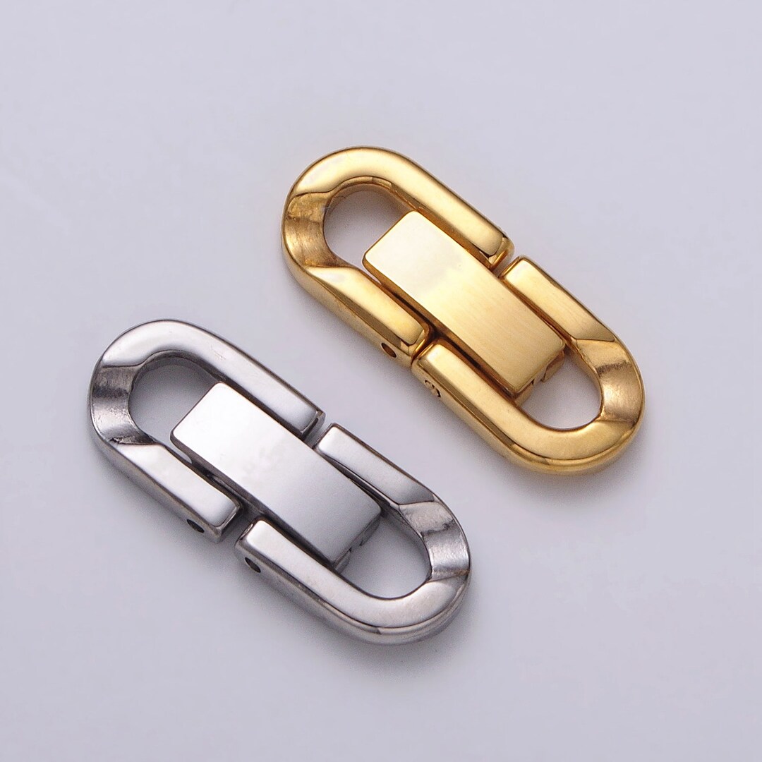 Stainless Steel Fold Over Clasps Extender Clasp Closure Gold End Caps ...