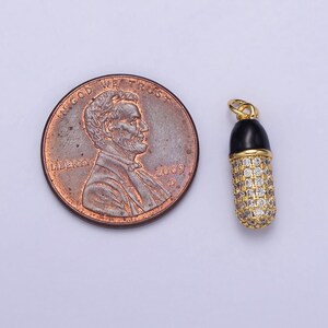 Silver CZ 14K Gold Filled Pill Bar Charm CZ White Enamel Pill Pendant ...