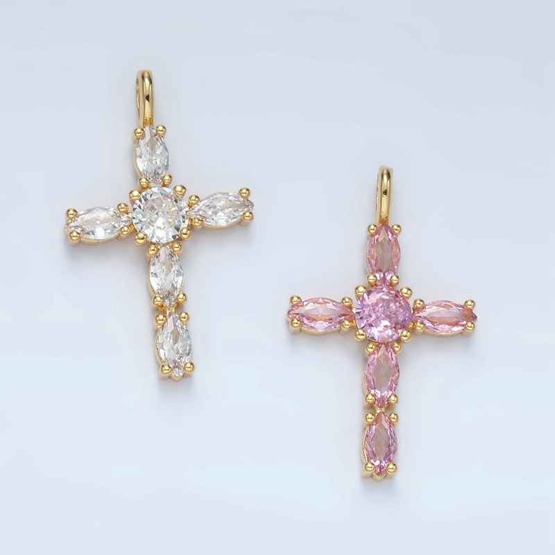 Pink Cross Necklace - Etsy