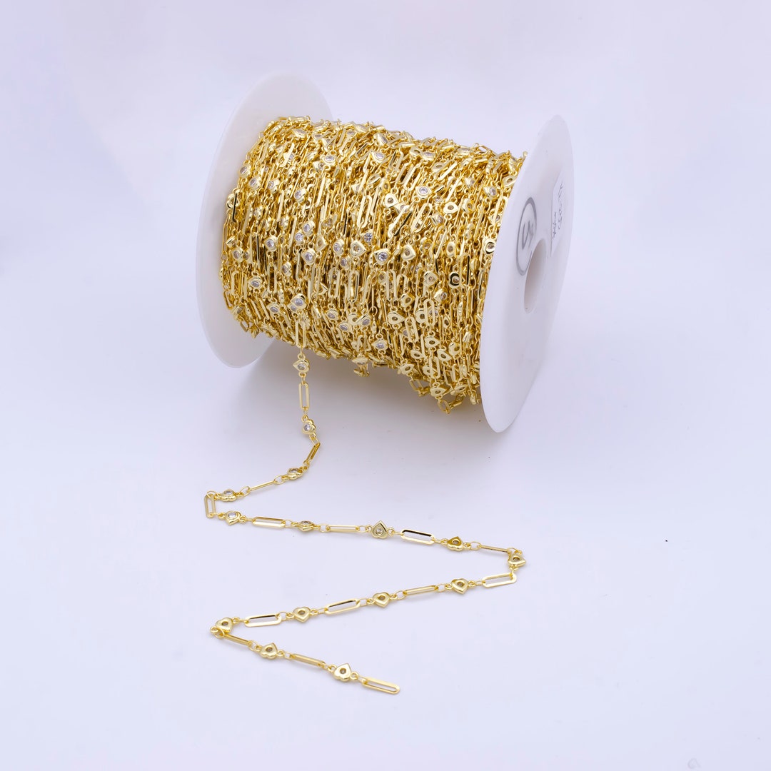 24K Gold Filled CZ Satellites Chain by Yard, Wholesale Gold Station ...