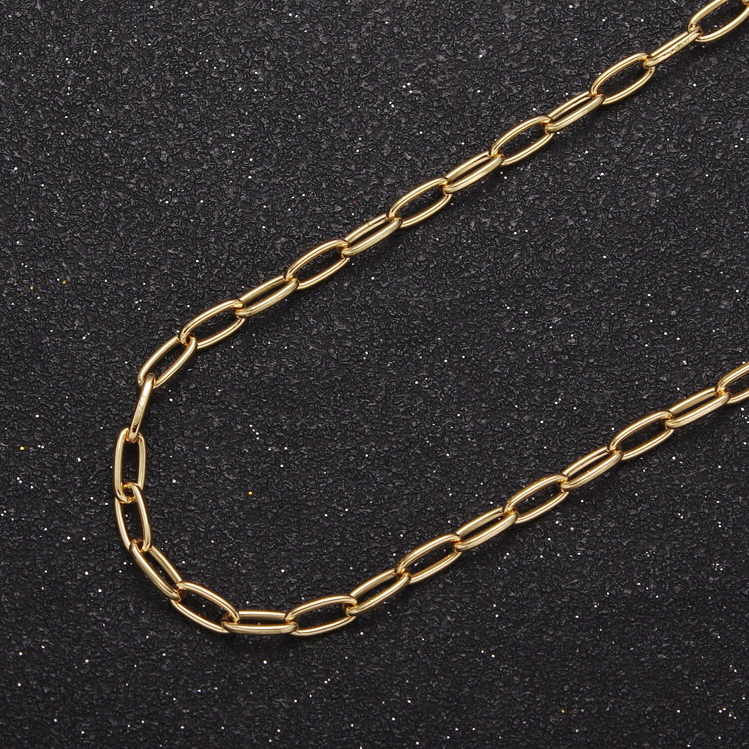 24K Gold Filled Paper Clip Chain by Yard Paperclip Chain - Etsy