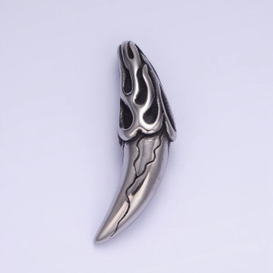 Chunky Silver Heavy Metal Steel Tusk Pendant Goth Necklace Charm Edgy ...