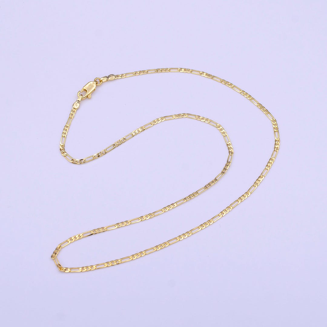 24k Gold Filled Figaro Necklace Unisex Chain Dainty Gold Figaro Chain ...