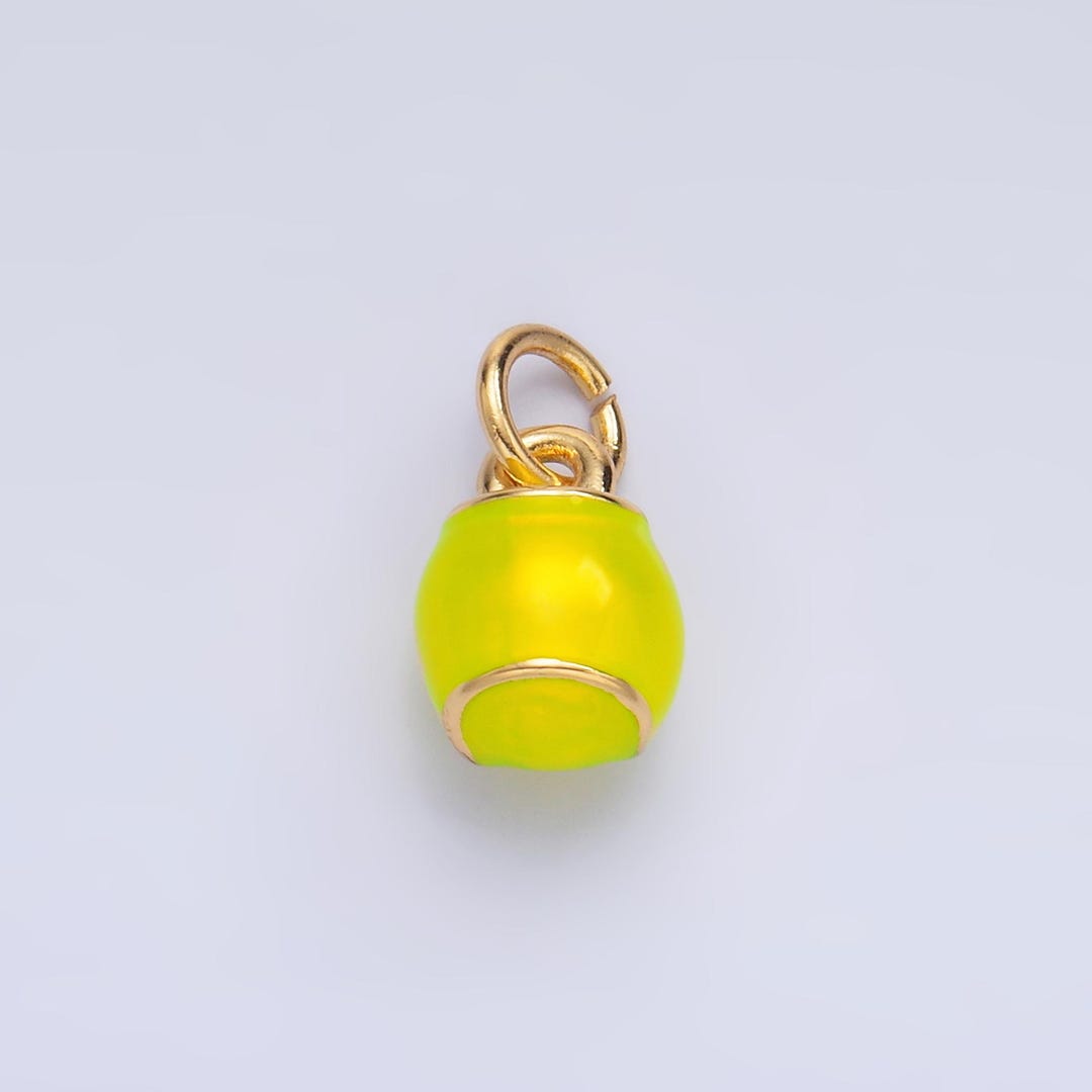 Mini Gold Enamel Tennis Ball Charm 24k Gold Filled Sports Charm for ...