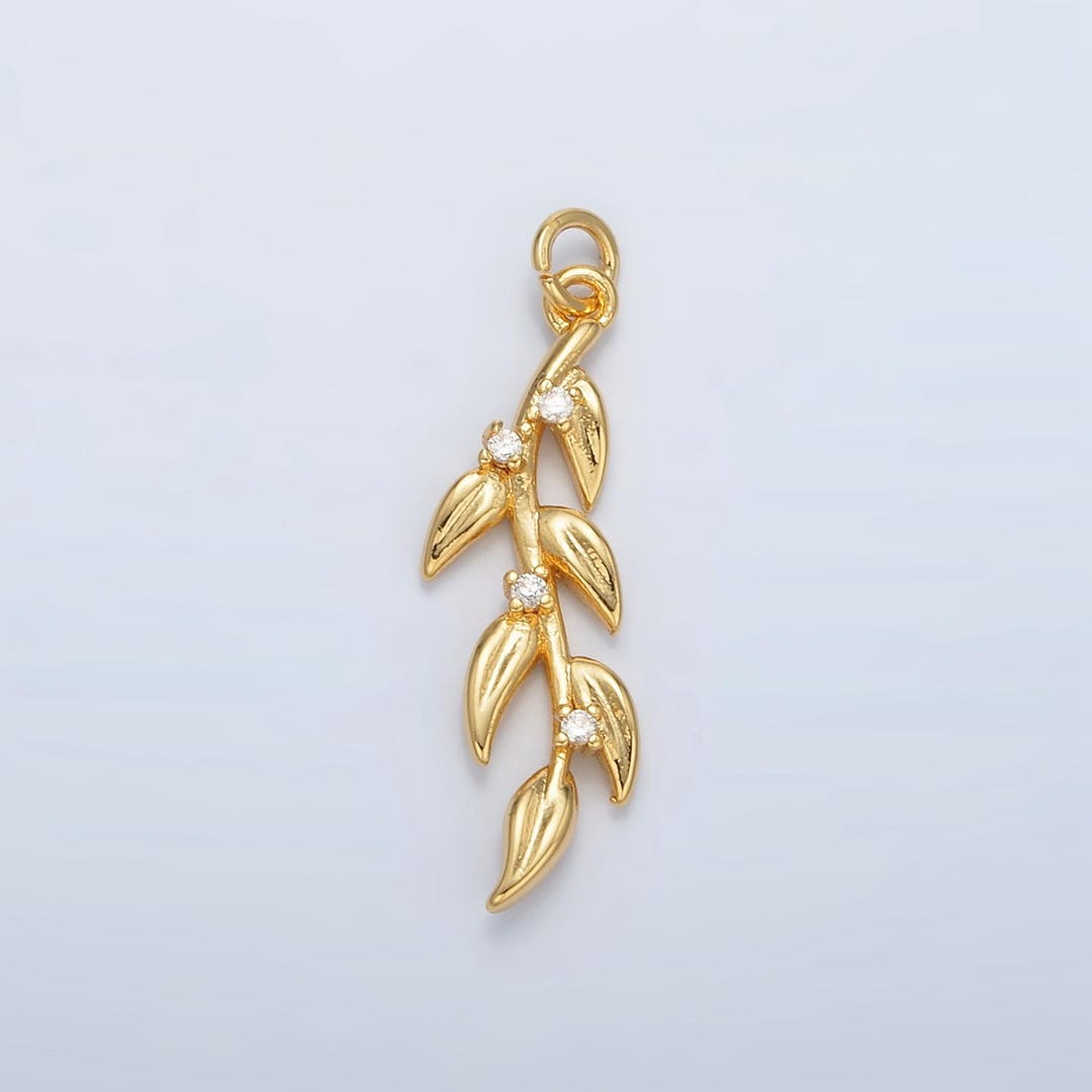 Mini 24K Gold Filled Olive Branch Leaf Charm, Earring Supplies ...