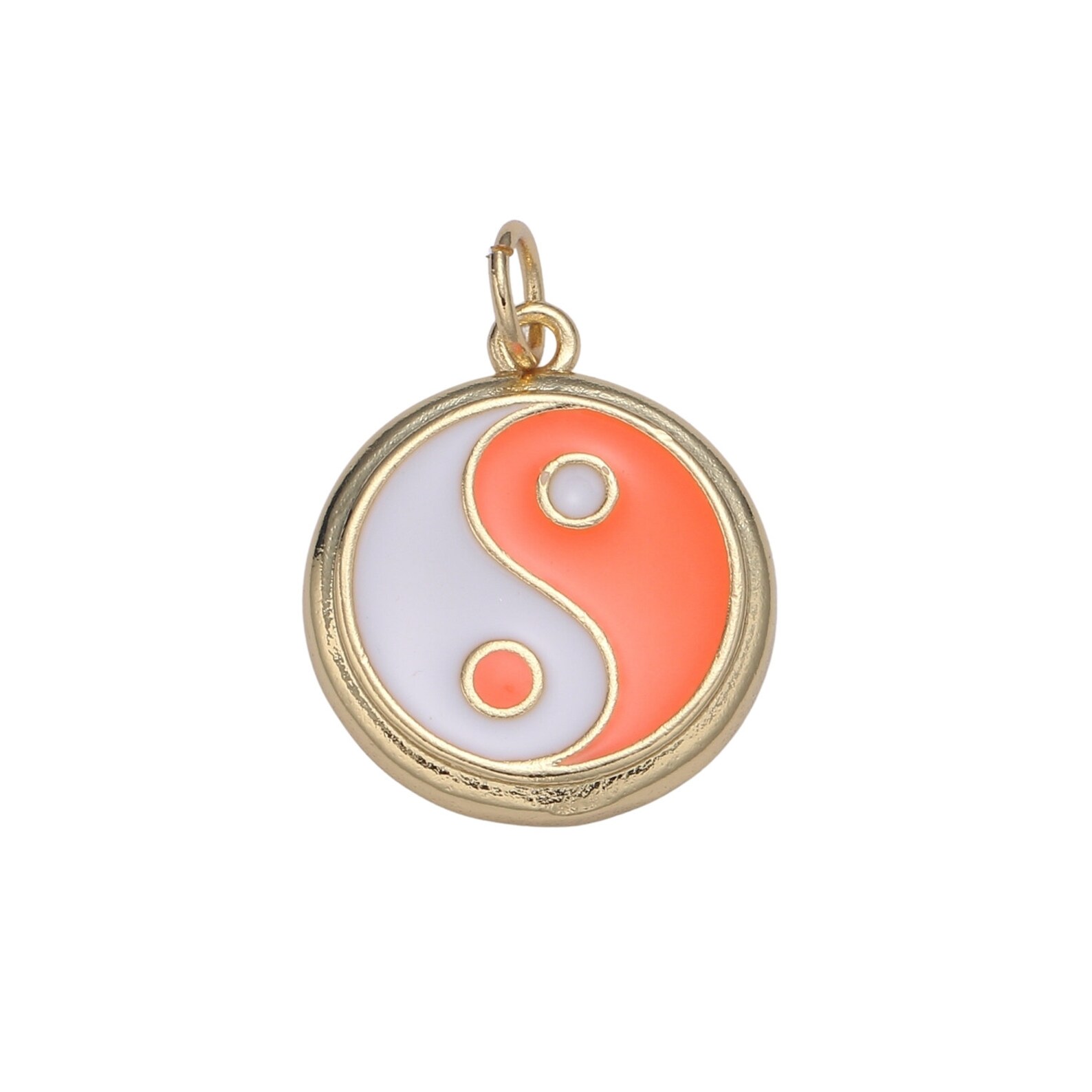 Dainty Colorful Enamel Gold Yin Yang Charm 14K Gold Coin - Etsy