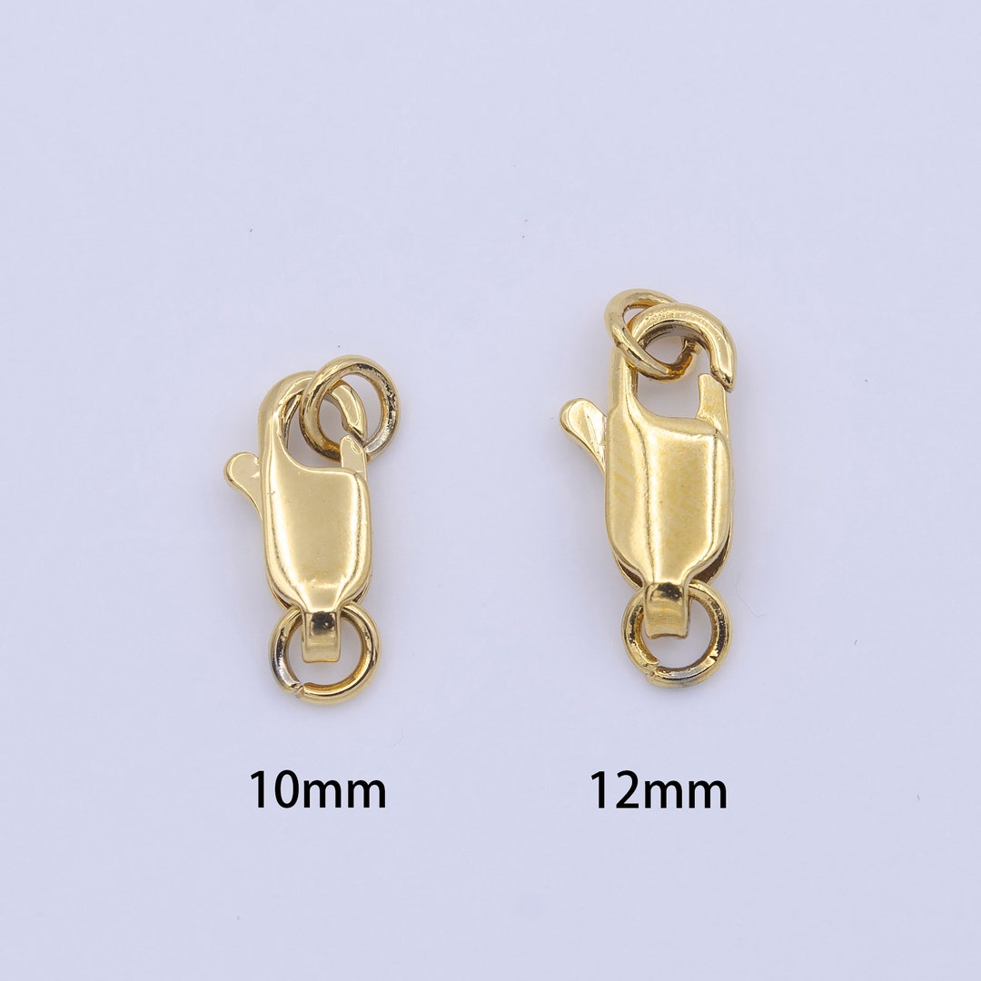 24K Gold Filled 10mm, 12mm Lobster Clasps Claw Closure Jewelry Supply ...