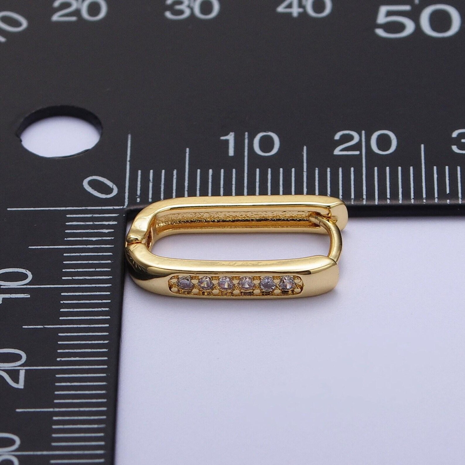 Gold Oblong Cz Rectangle Earrin Oval Shape Earrings, Minimalist Hoop ...