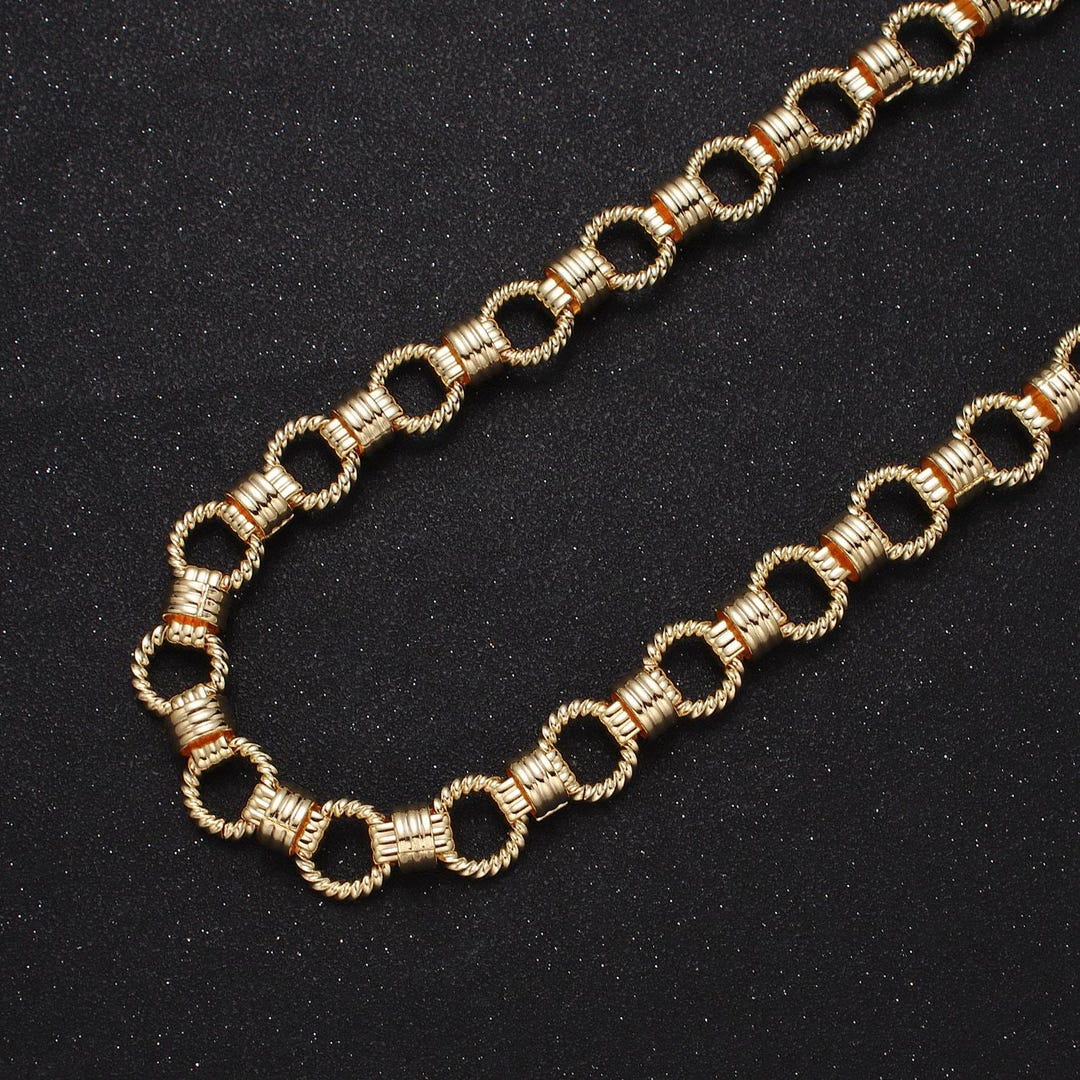 24k Gold Filled 13mm Statement Beaded Rolo Unfinished Textured ...