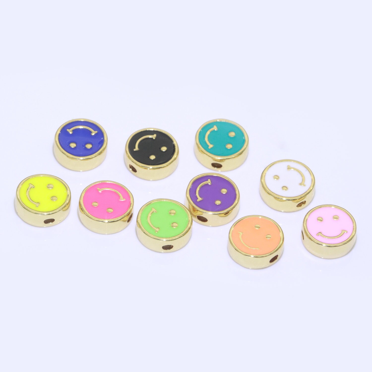 10mm Enamel Heart Smile Face Bead Emoji Bead Happy Face - Etsy