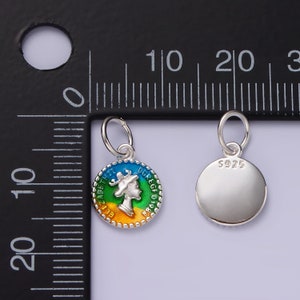 Mini Silver Coin Charm Enamel Colorful S925 Coin Pendant UK Coin Queen ...
