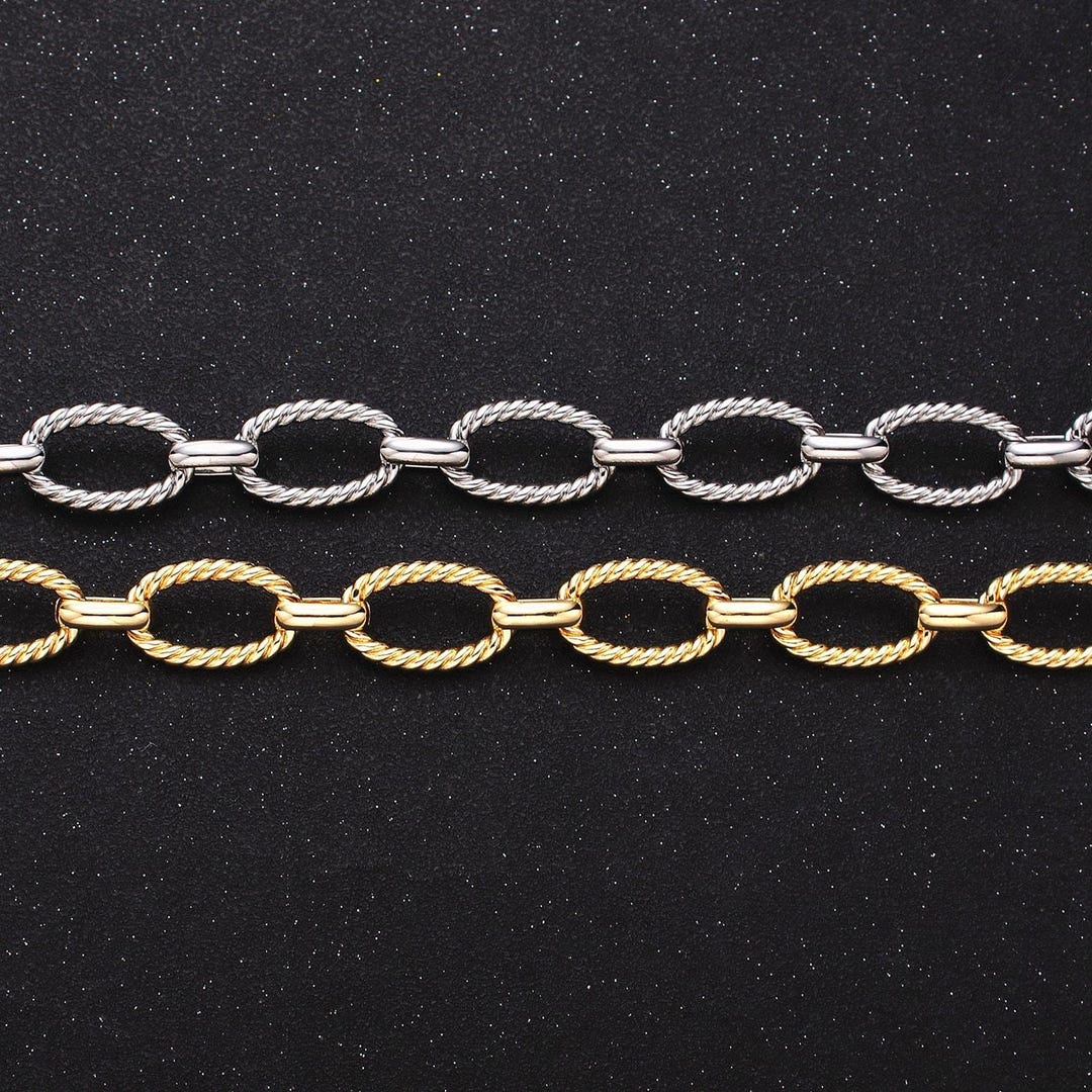 16k Gold Filled Chain by Yard Rope Oval Cable Chain Unfinished Chain ...