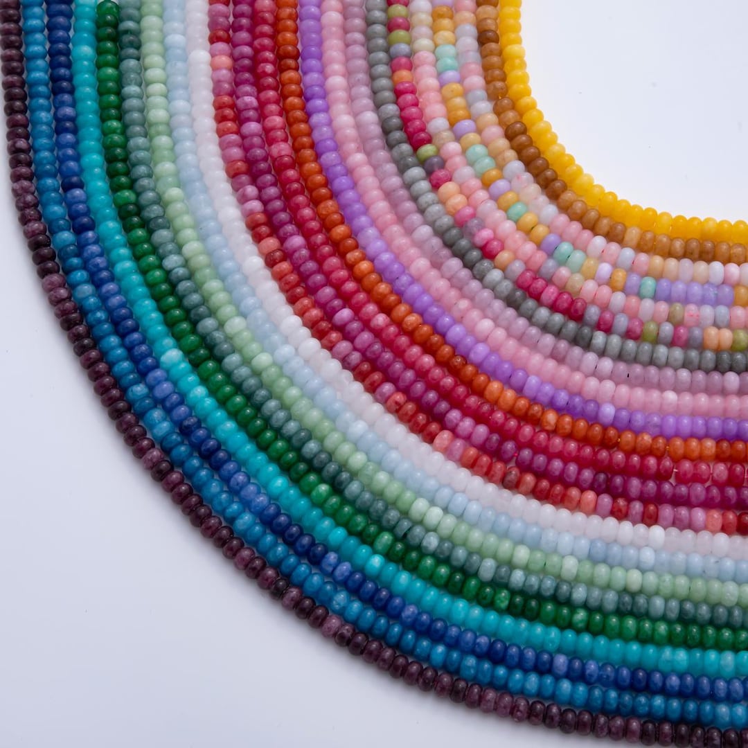 Smooth Colorful Agate Rondelle Beads 4x6 Mm Green, Purple, Brown, Clear ...