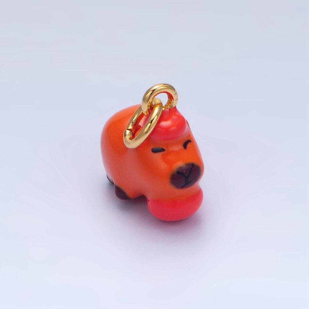 Cute Drinking Capybara Charms Glass Animal Pendant DIY Jewelry Making ...