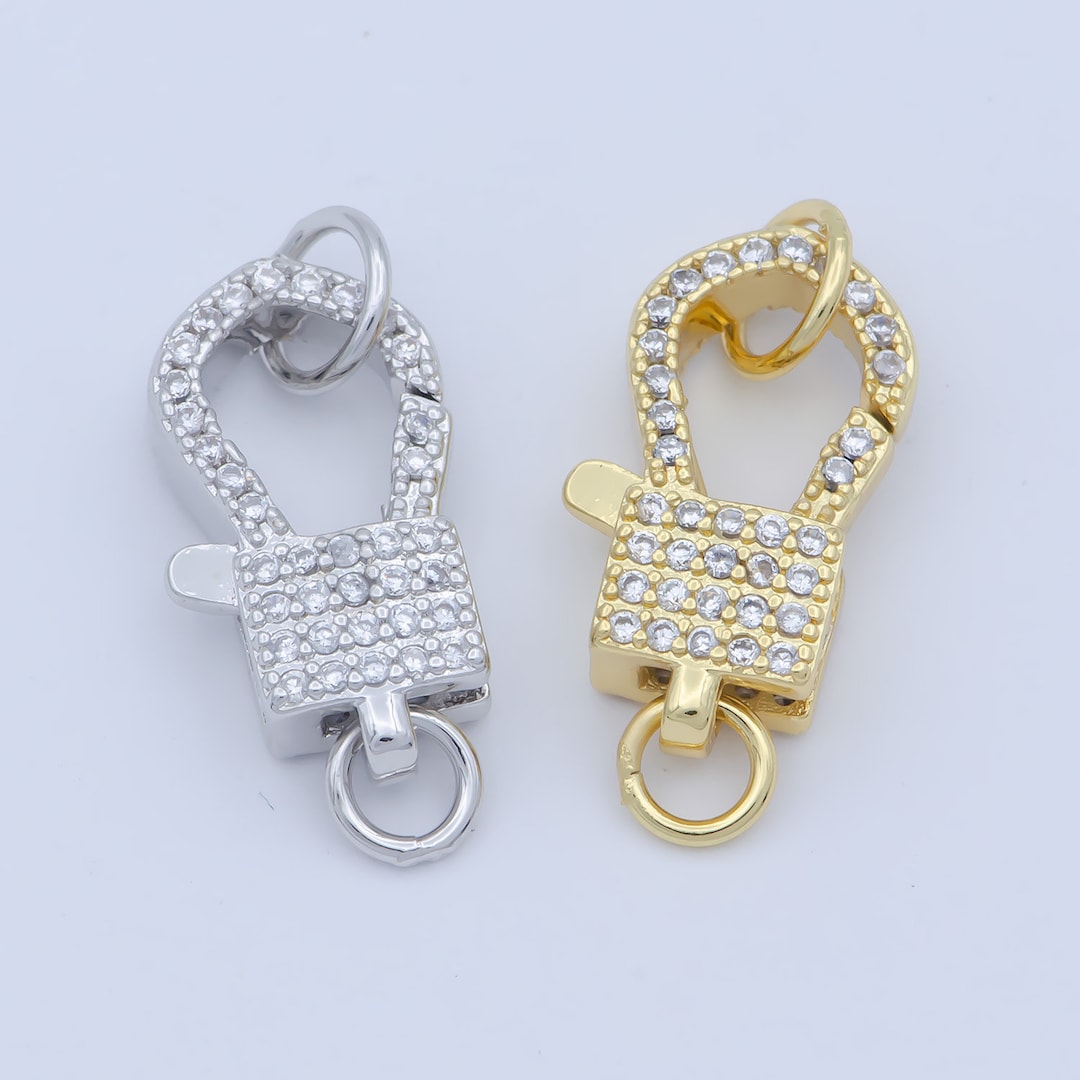 14k Gold Fill Square Clasp for Bracelet Necklace Buckle Micro Paved ...