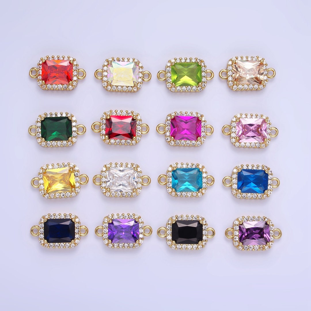 Dainty Colorful Rectangle CZ in Gold Filled Connector for Bracelet ...