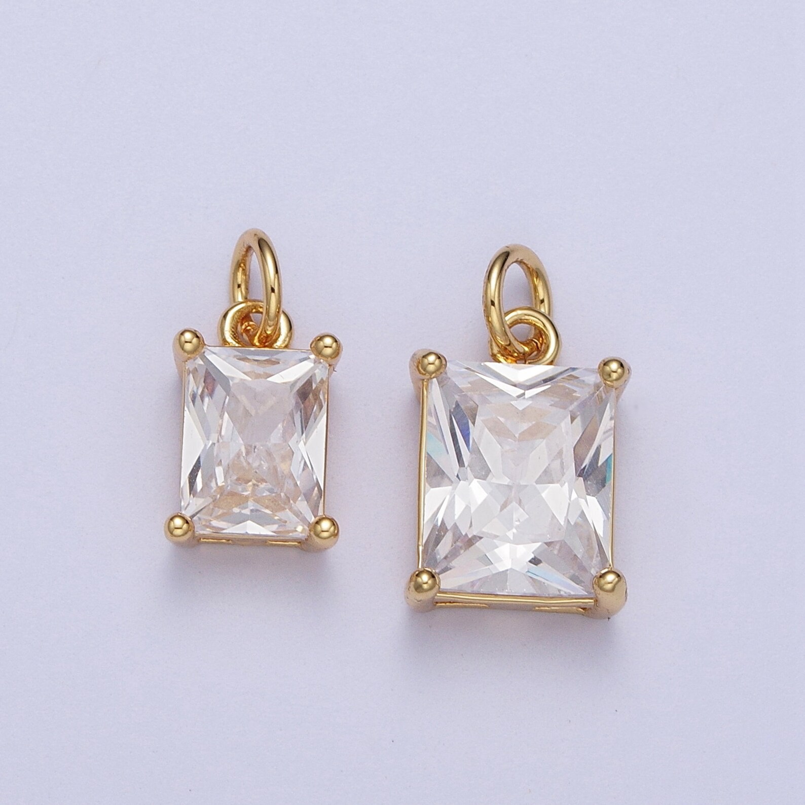 Dainty Emerald Cut Charm CZ Gold Filled Set With Cubic - Etsy