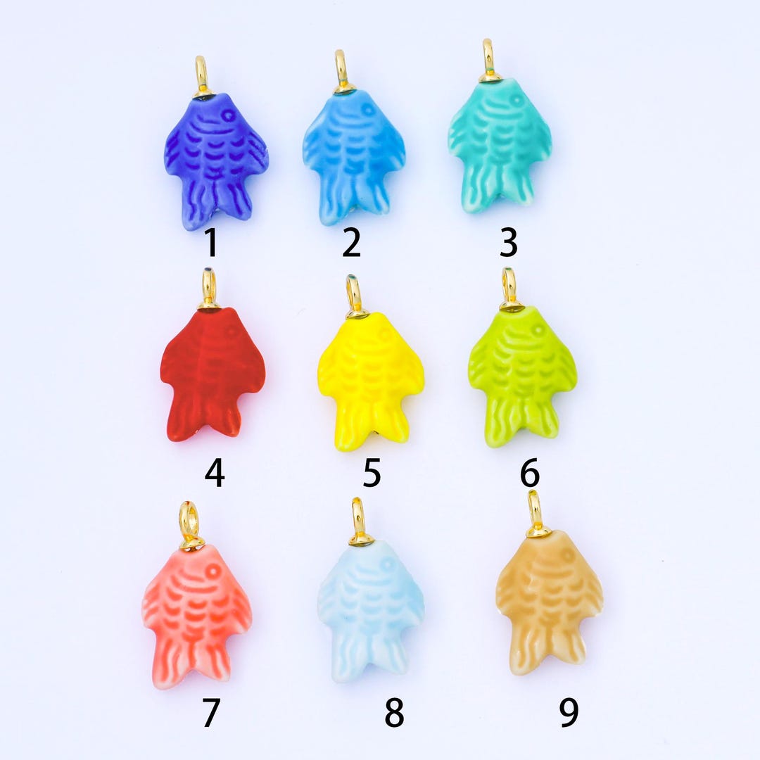 Dainty Fish Ceramic Charm Handmade Pink Cute Fish Shell Ceramic ...