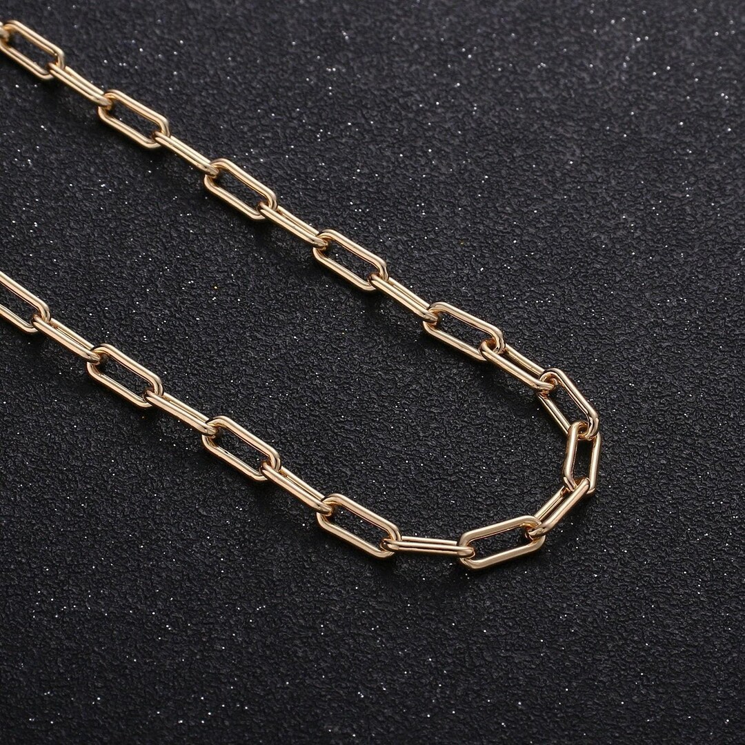 14k Gold Paperclip Rolo Cable Chain by Yard, Slender Paper Clip Chain ...