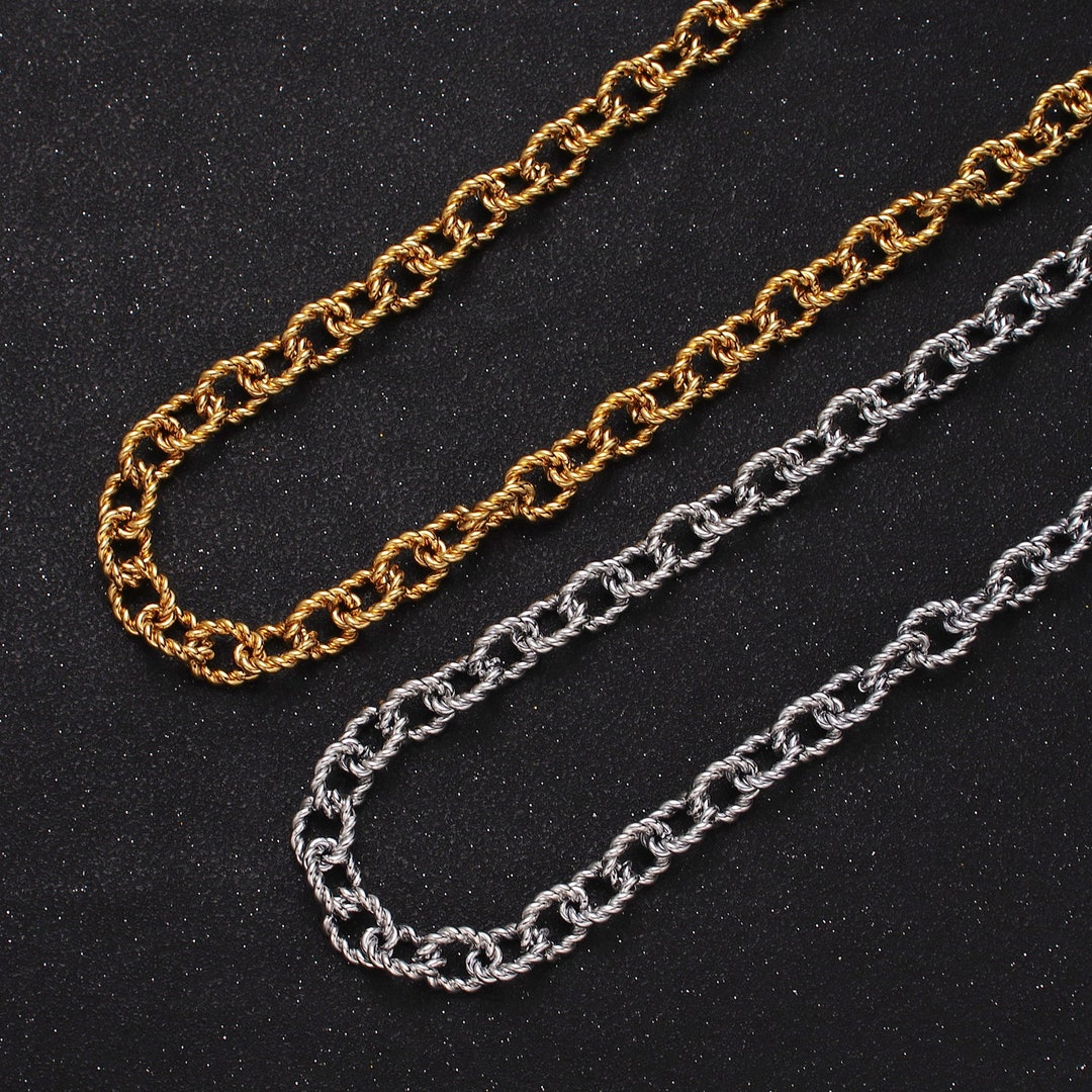 24K Gold Filled Twisted Cable 8.7mm Width Statement Gold, Silver Yard ...